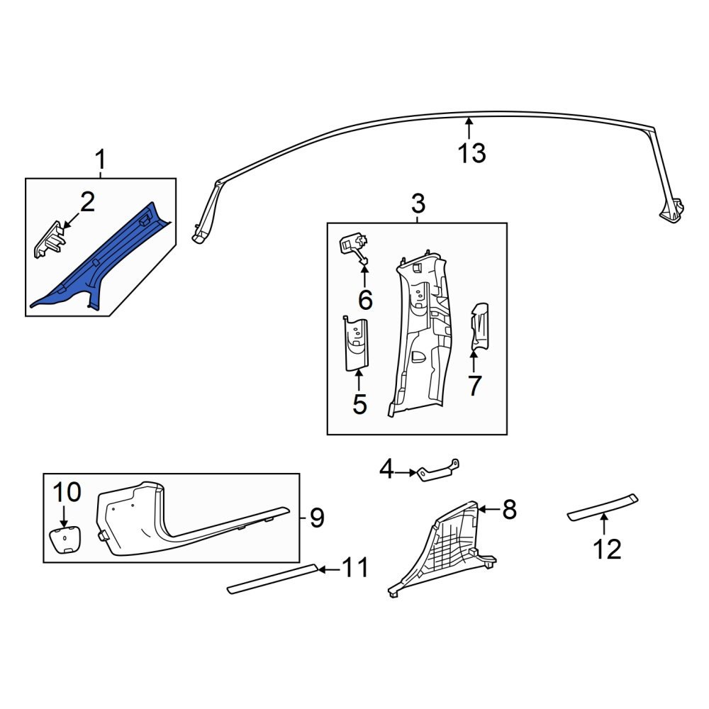 Mercedes-Benz OE 29769047009H93 - Front Left Body A-Pillar Trim Panel