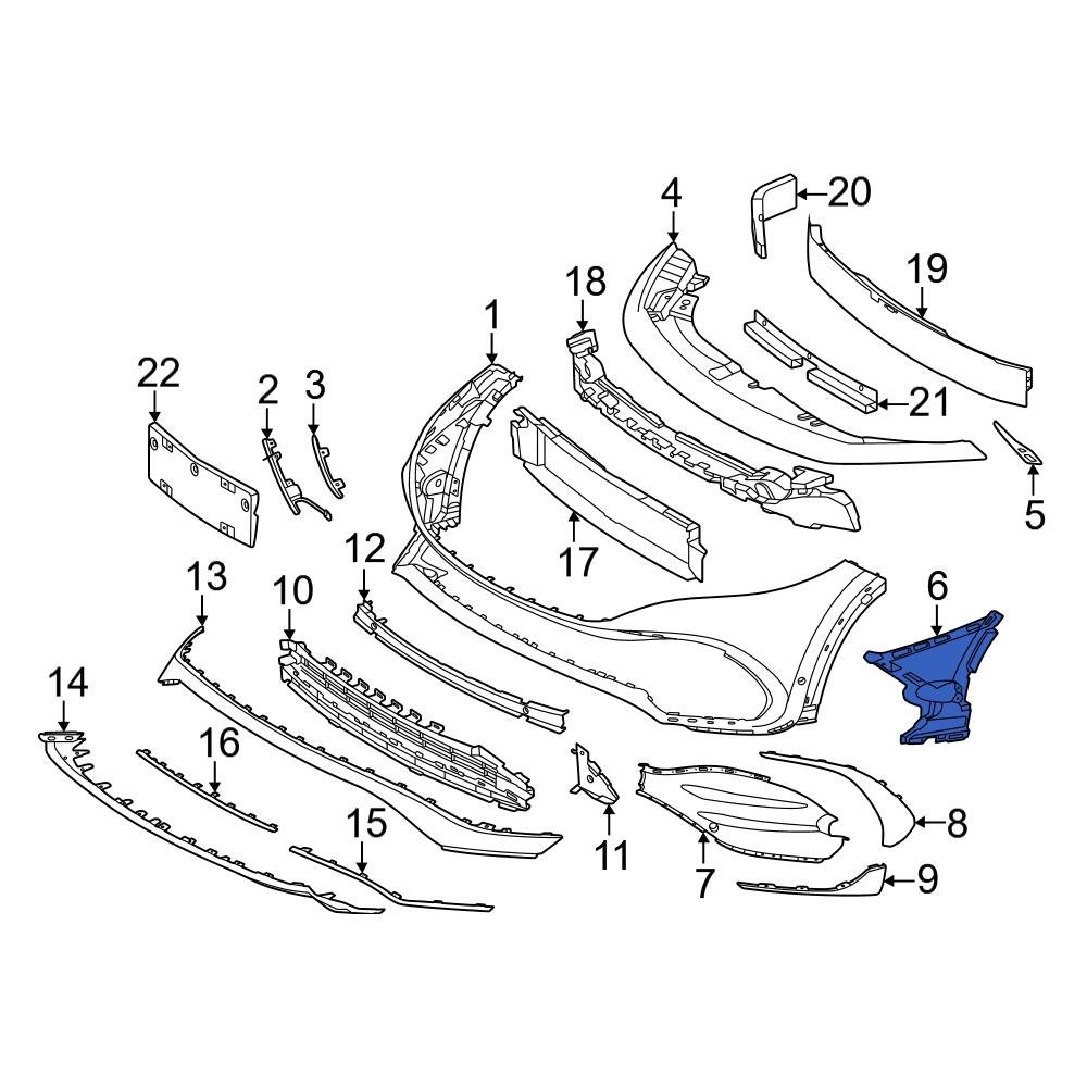 Mercedes-Benz OE 2438857501 - Front Right Bumper Cover Support Rail
