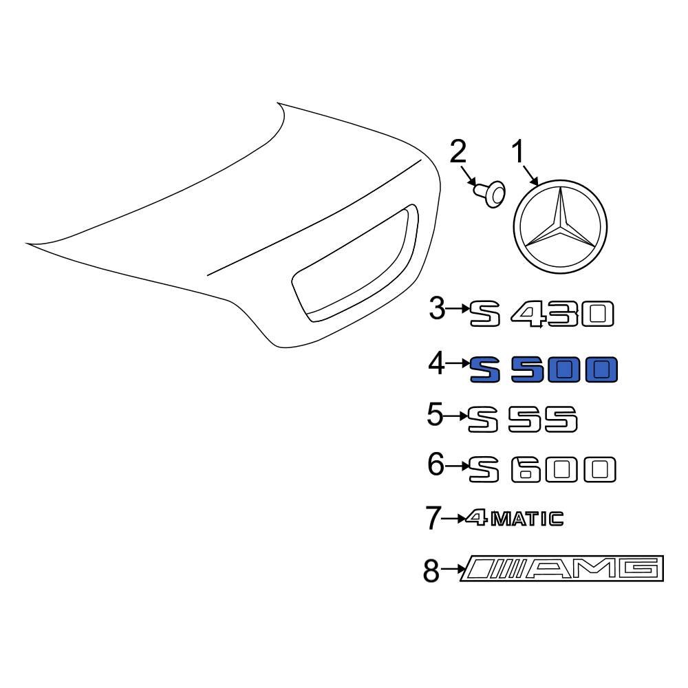 Mercedes-Benz OE 2207580058 - Rear Deck Lid Emblem