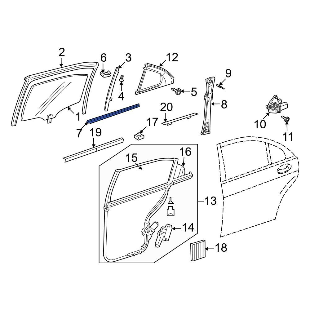 Mercedes-Benz OE 2216903480 - Front Right Outer Door Window Belt ...