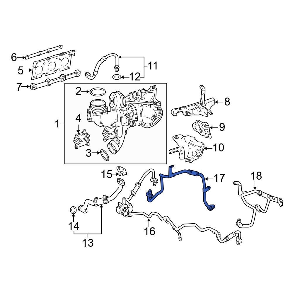 Mercedes-Benz OE 2762005951 - Left Turbocharger Coolant Line