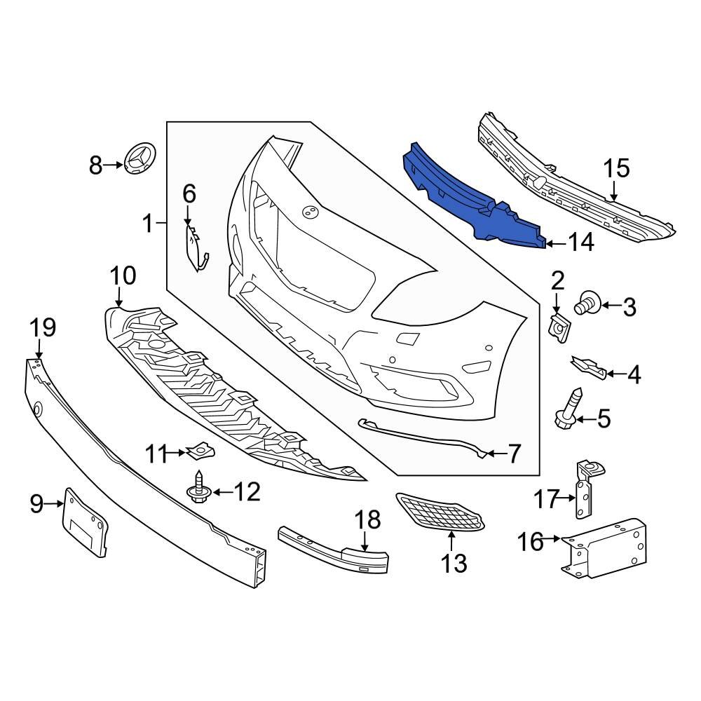 Mercedes-Benz OE 117885023765 - Front Lower Bumper Impact Absorber