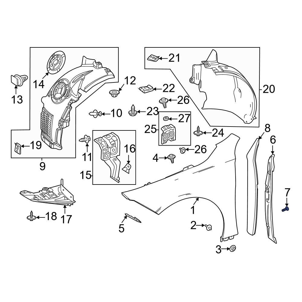Mercedes-Benz OE 0029973386 - Fender Filler Panel Clip
