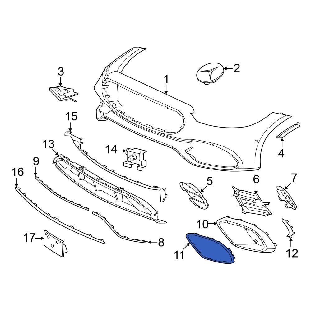 Mercedes-Benz OE 22388549019999 - Front Left Grille Molding