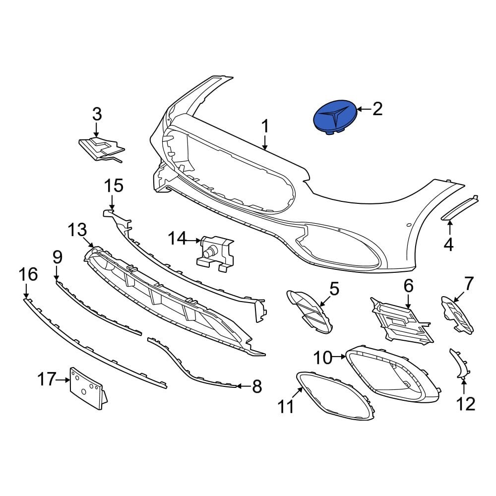 Mercedes-Benz OE 0008170608 - Front Bumper Cover Emblem