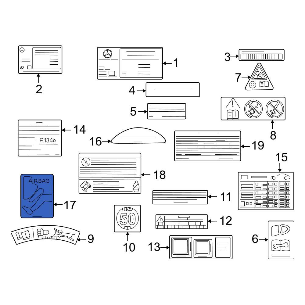 Mercedes-Benz OE 0008175003 - Air Bag Information Label