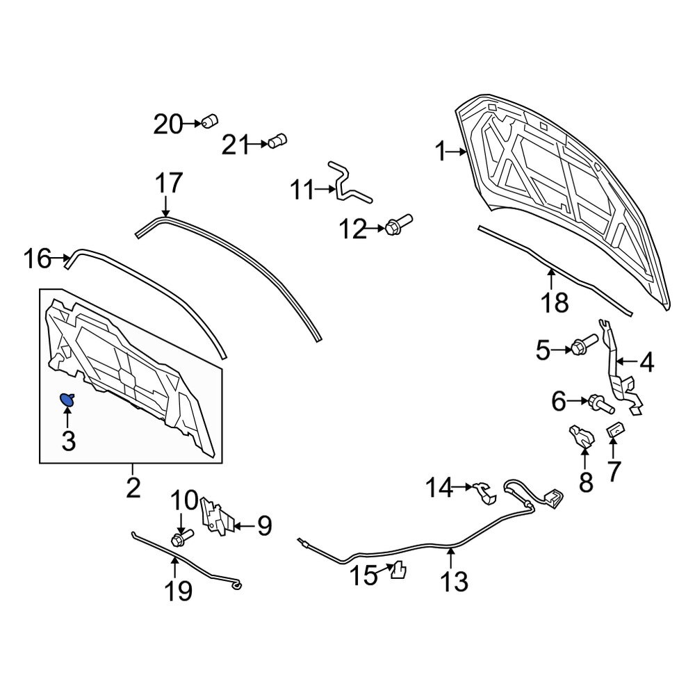 Mercury OE W708633S300 - Hood Insulation Pad Clip