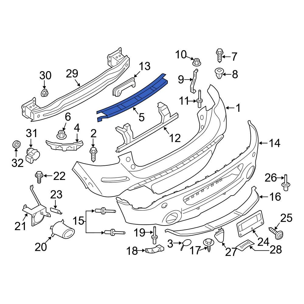 Mini OE 51129800757 - Rear Inner Bumper Guide