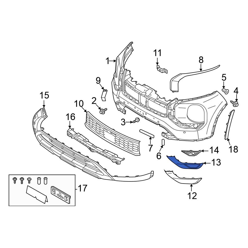 Mitsubishi OE 6407A273 - Front Left Lower Bumper Trim