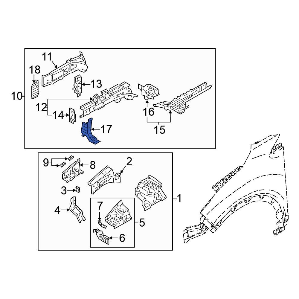 Mitsubishi OE 62523W010P - Left Radiator Support Panel Reinforcement