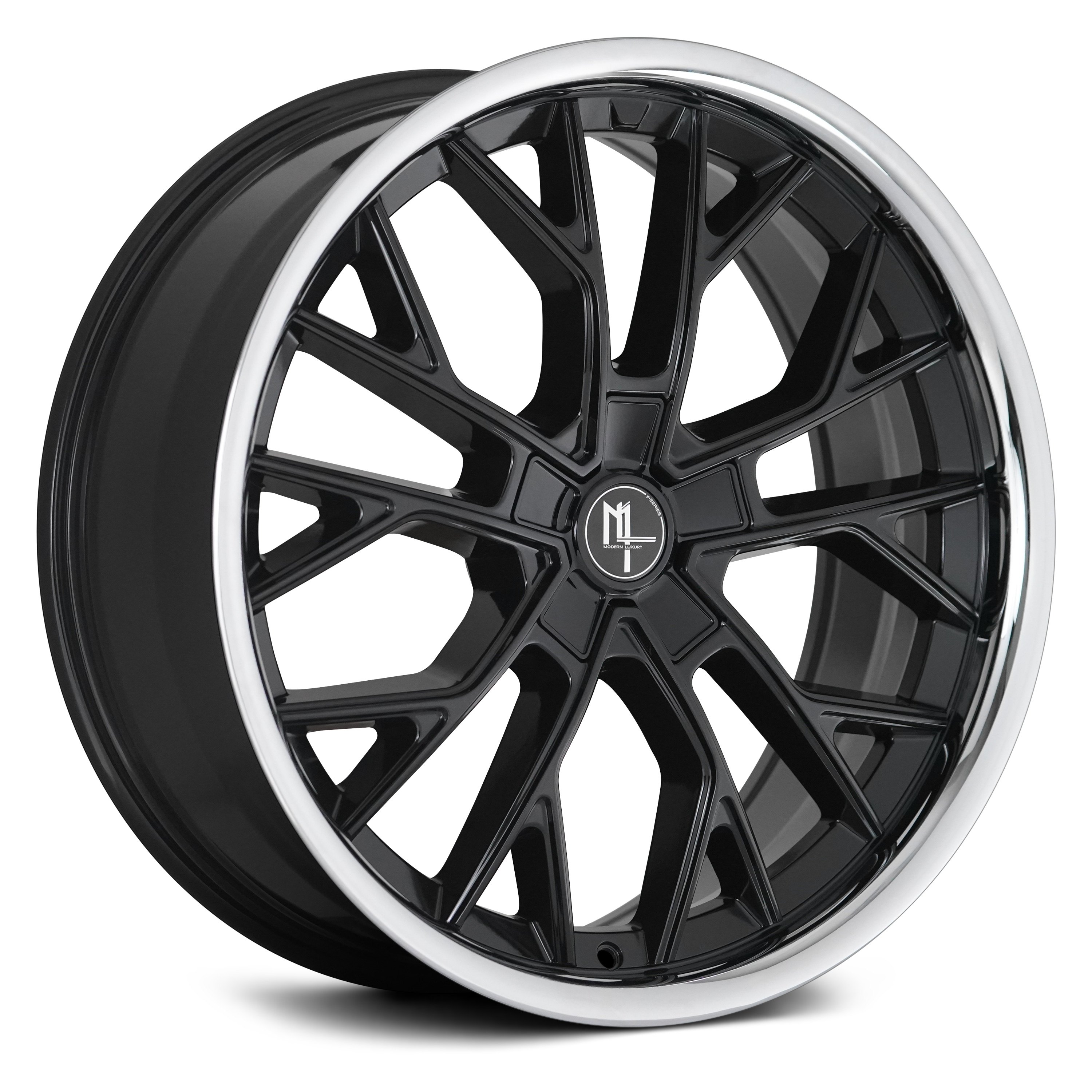MODERN LUXURY® MLF15 Wheels - Gloss Black with SS Lip Rims