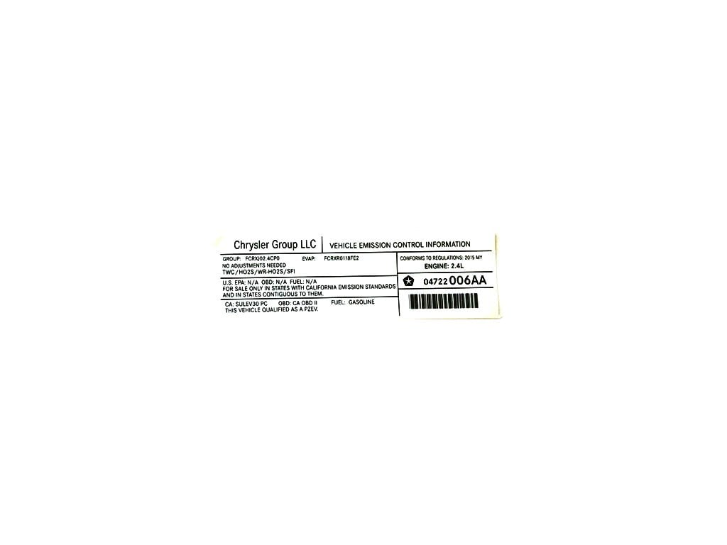Mopar® 04722006AA - Vehicle Emission Control Information Label