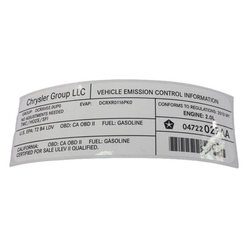 Mopar® 04722027AA - Vehicle Emission Control Information Label