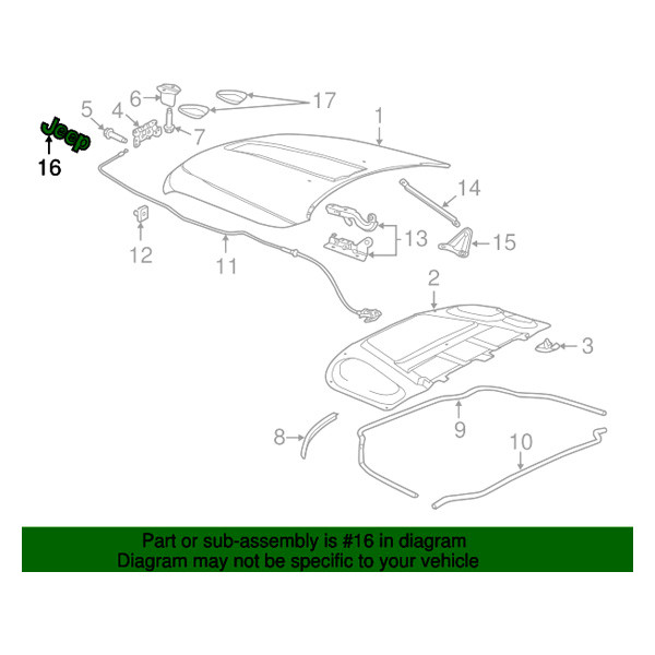 Mopar® 05182390AB - "Jeep" Nameplate Chrome Hood Emblem