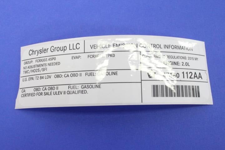 Mopar® 47480112AA - Vehicle Emission Control Information Label