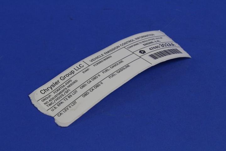 Mopar® 47480302AA - Vehicle Emission Control Information Label