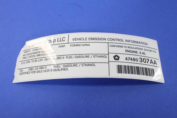 Mopar® 47480307AA - Vehicle Emission Control Information Label