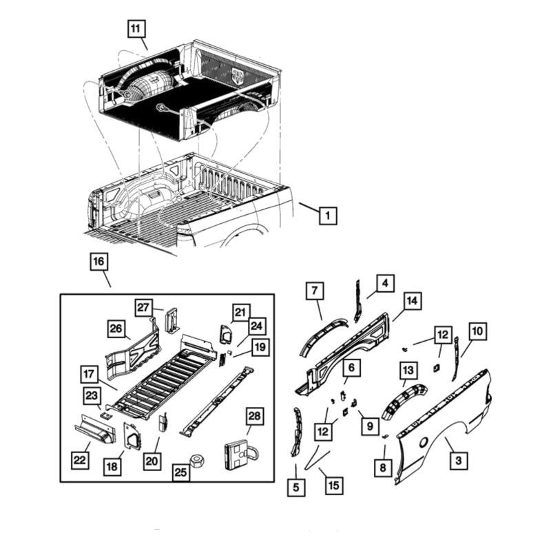 Mopar® 68051398AC - Box Side Brace