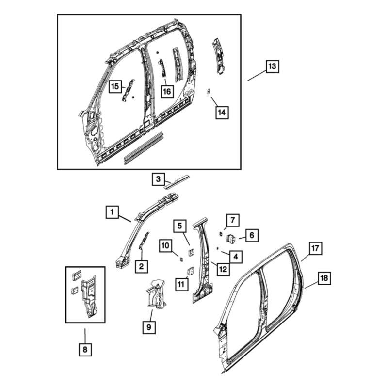 Mopar® 68066893AF - Body Side Aperture Inner Complete Panel