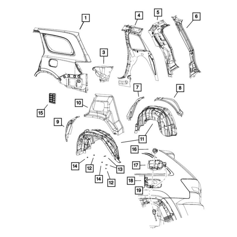 Mopar® 68078792AB - Passenger Side Inner Quarter Panel