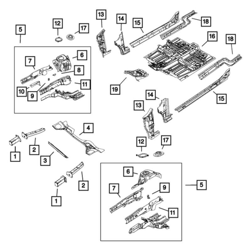 Jeep OE 68081909AG - Front Left Outer Frame Side Member