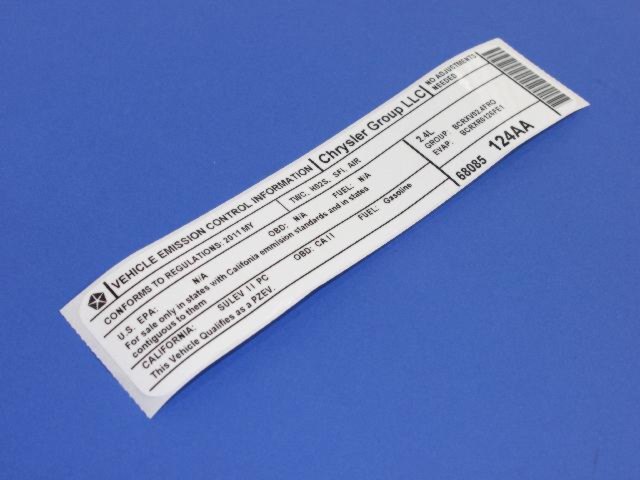 Mopar® 68085124AA - Vehicle Emission Control Information Label