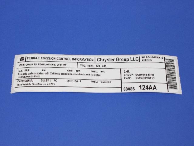 Mopar® 68085124AA - Vehicle Emission Control Information Label