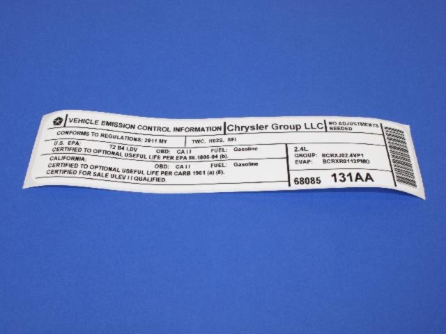Mopar® 68085131AA - Vehicle Emission Control Information Label