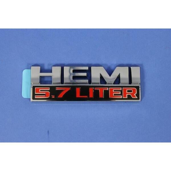 Mopar® 68149700AB - "HEMI 5.7 Liter" Nameplate Chrome/Black/Red Front ...