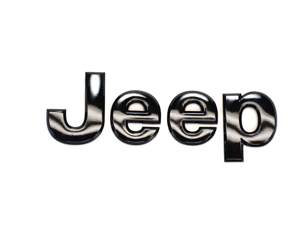 Mopar® 68211296AA - "Jeep" Nameplate Gloss Black Hood Emblem