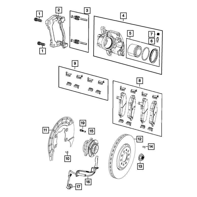 Mopar® BNDL-0075-31027693 - Front and Rear Brake Kit with Semi-Metallic ...