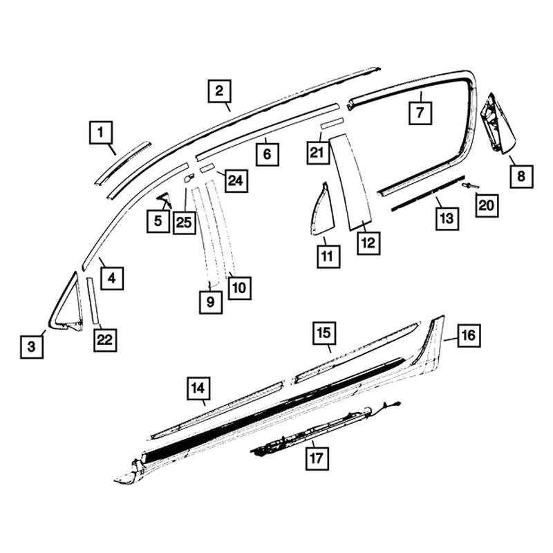 Mopar® 68228296AC - Passenger Side Roof Molding