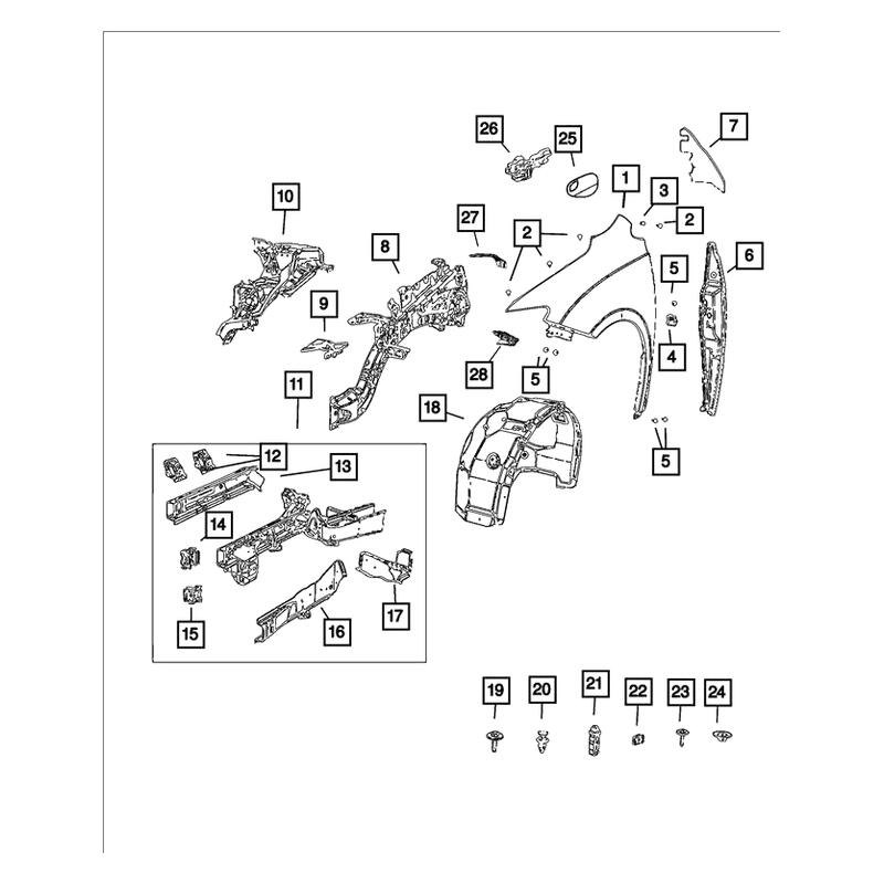 Mopar® 68243605AA - Fender Reinforcement