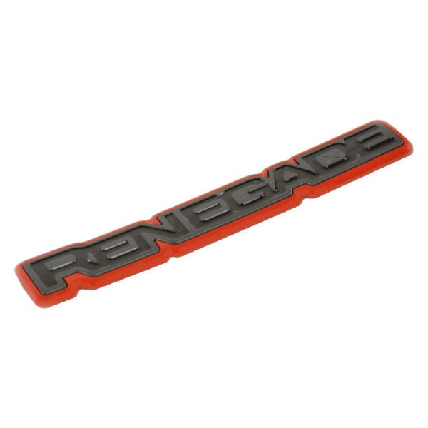 Mopar® 68267270AA - "Renegade" Nameplate Black/Red Left Side Door Emblem