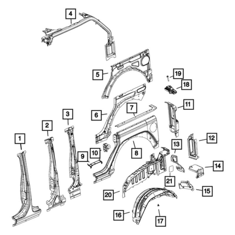 Mopar® 68302869AA - Rear Driver Side Outer Tailgate Striker Reinforcement