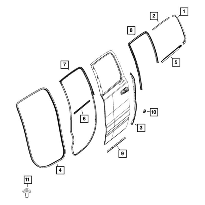 Ram OE 68309881AG - Rear Left Lower Door Reveal Molding