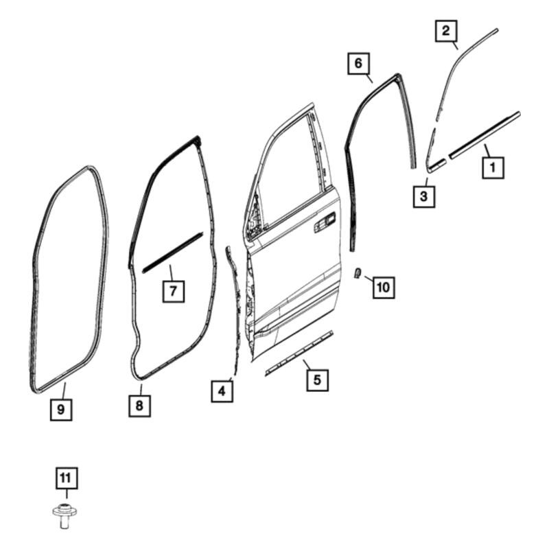 Mopar® 68348680AF - Front Upper Passenger Side Door Reveal Molding