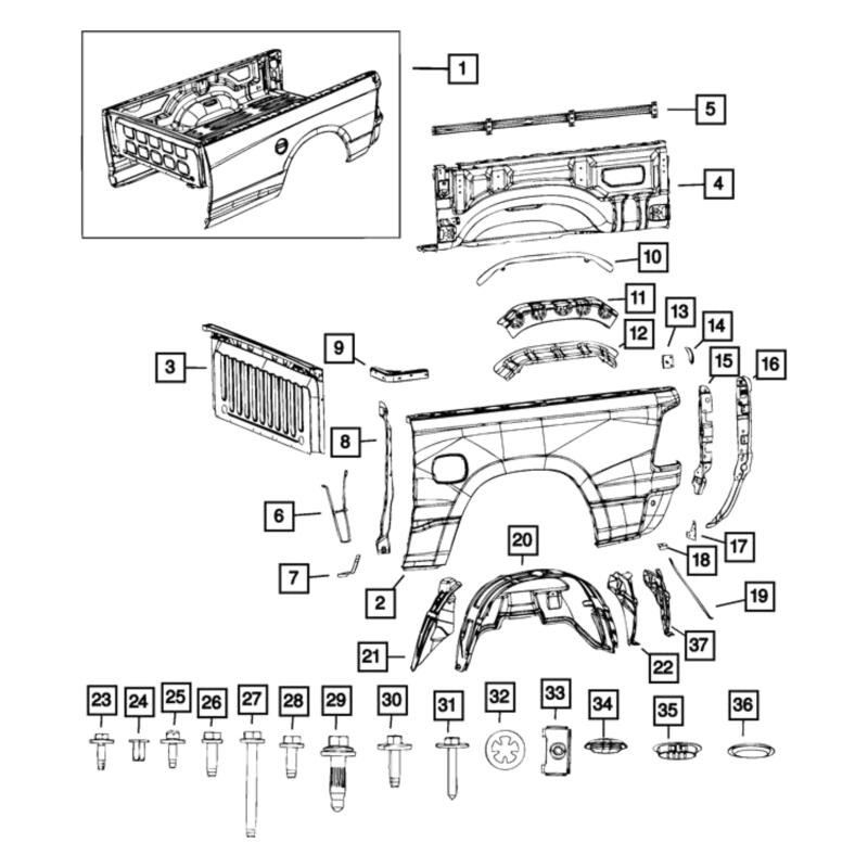 Mopar® 68353735AB - Box Side Inner Panel
