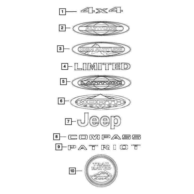 Mopar® 68364626AA - "Jeep" Nameplate Silver Grille/Hatch/Hood Emblem