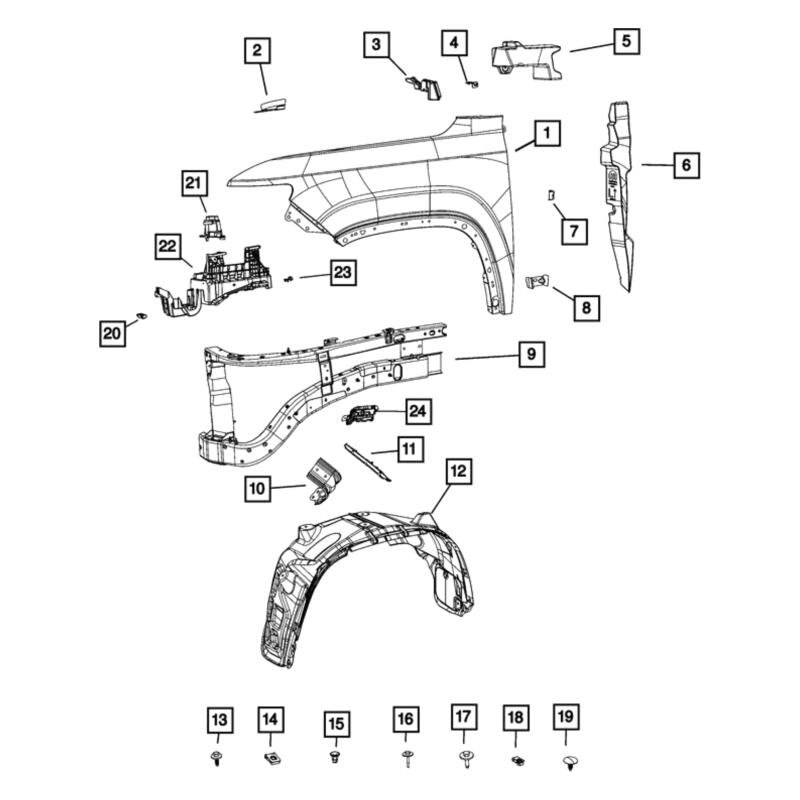 Mopar® 68459291AA - Fender Dog Leg Bracket