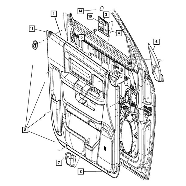 Mopar® 6WY43TX7AA - Front Driver Side Door Interior Trim Panel