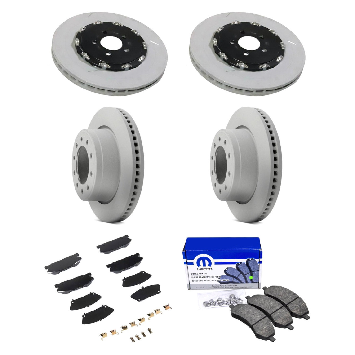 Mopar® BNDL-0075-31028917 - Front and Rear Brake Kit with Semi-Metallic ...