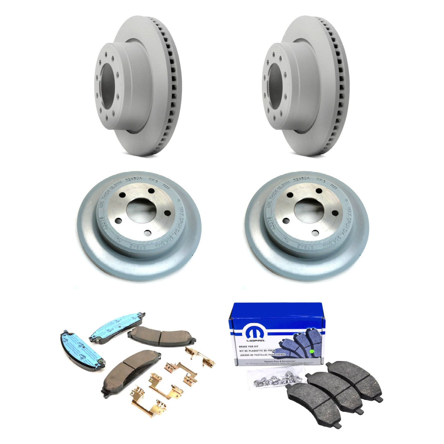 Mopar® BNDL-0075-31029544 - Front and Rear Brake Kit with Semi-Metallic ...