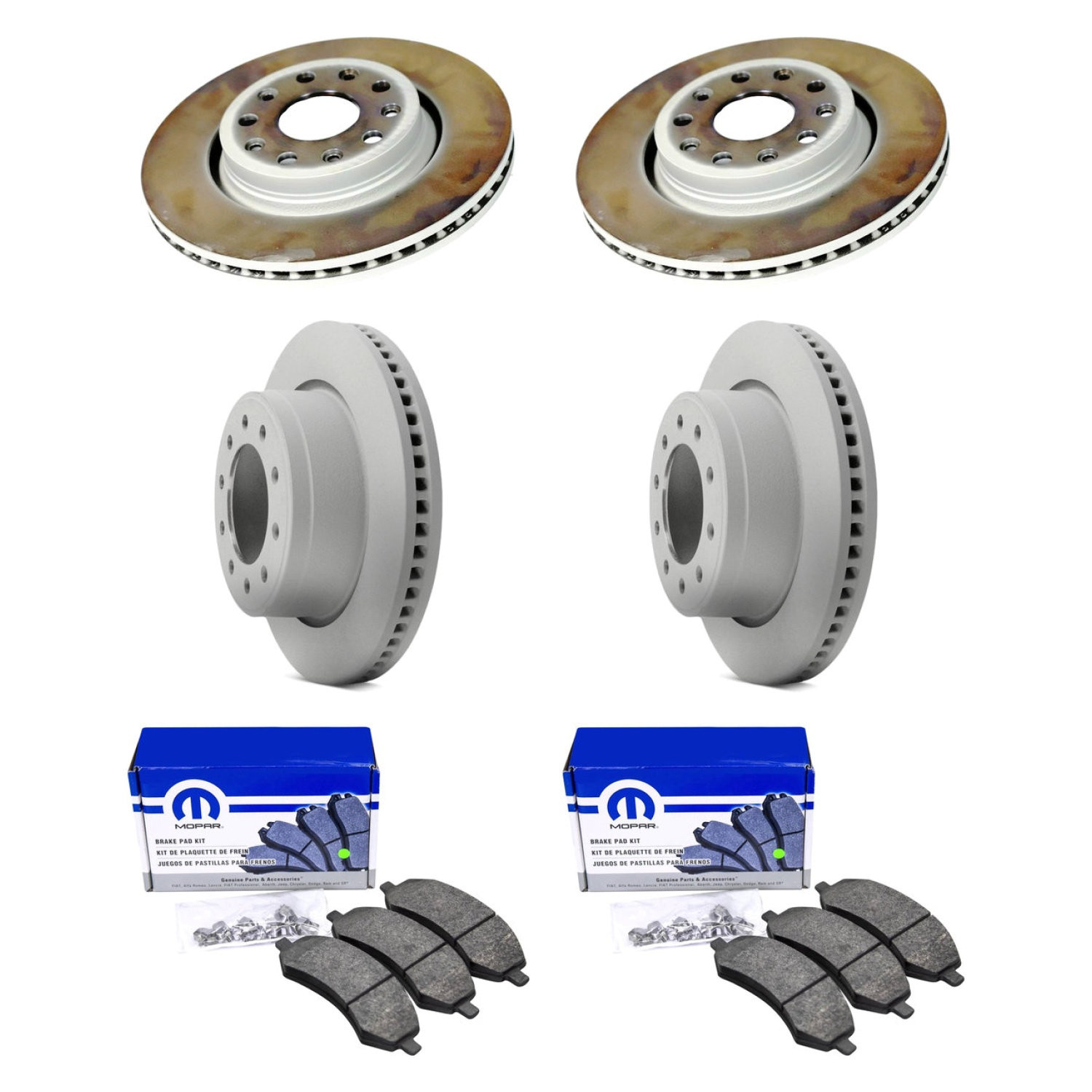 Mopar® BNDL-0075-31030143 - Front and Rear Brake Kit with Semi-Metallic ...