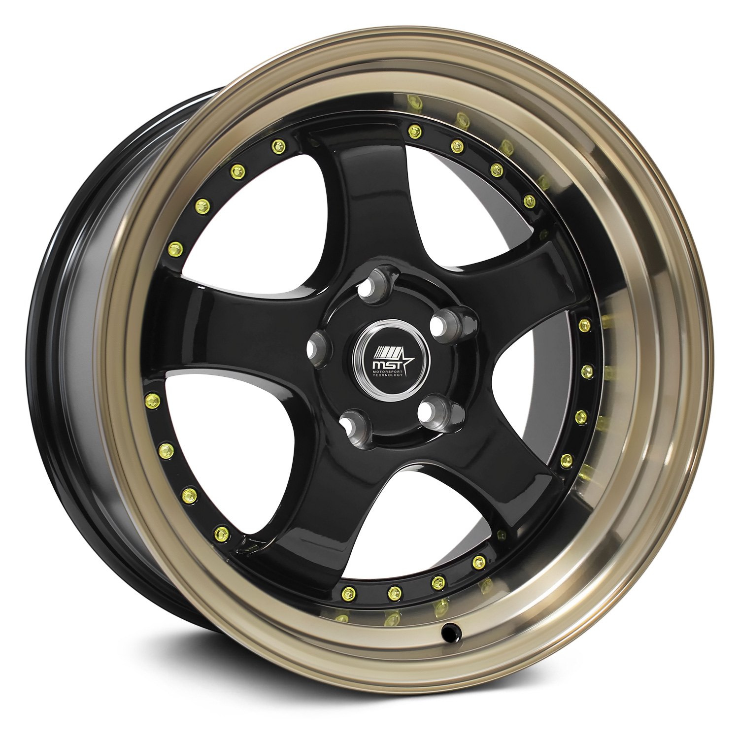 MST® MT07 Wheels - Gloss Black with Bronze Machined Lip Rims - 07-88565 ...