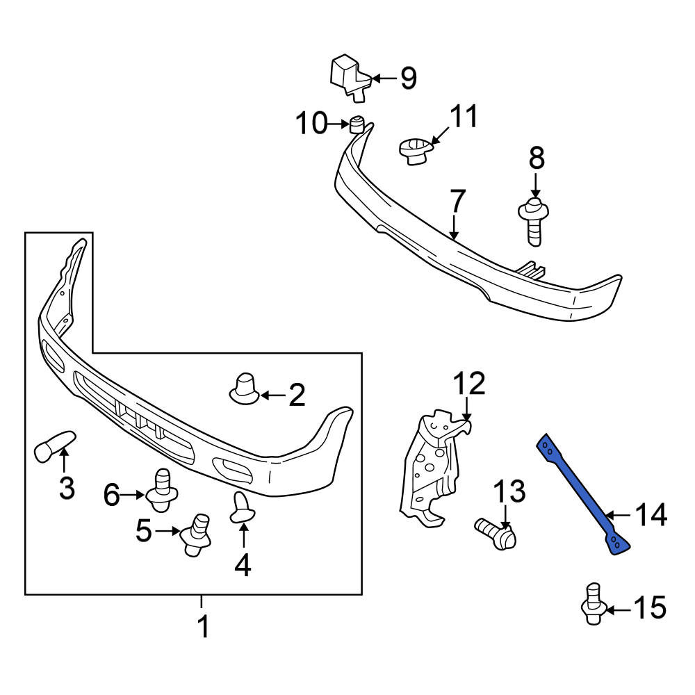 Nissan OE 622702S400 - Front Right Bumper Cover Stay
