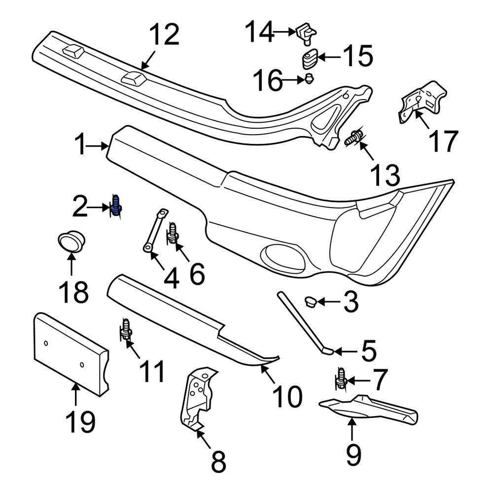 Nissan OE 015530038U - Front Bumper Cover Retainer