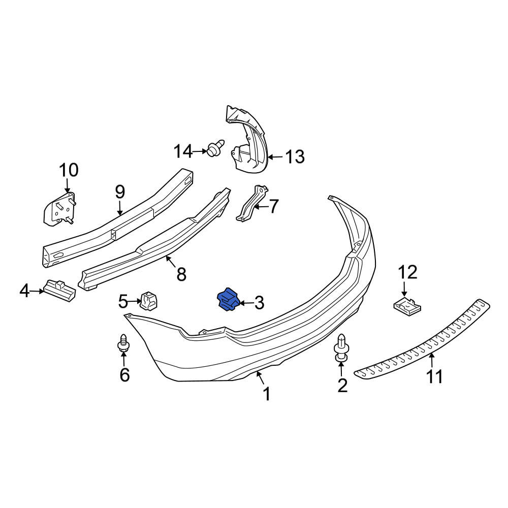 Nissan OE 85284AD000 - Rear Bumper Cover Retainer