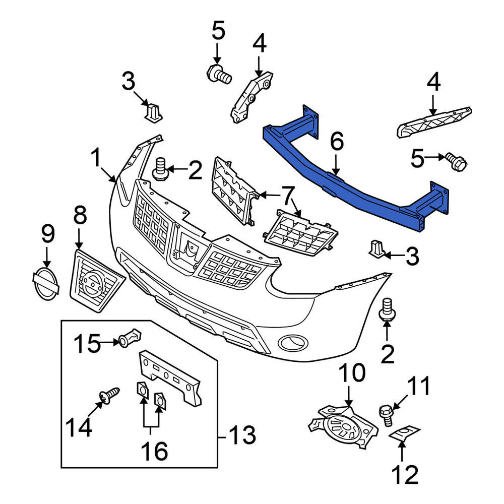 Nissan OE 62030JM00A - Front Bumper Impact Bar
