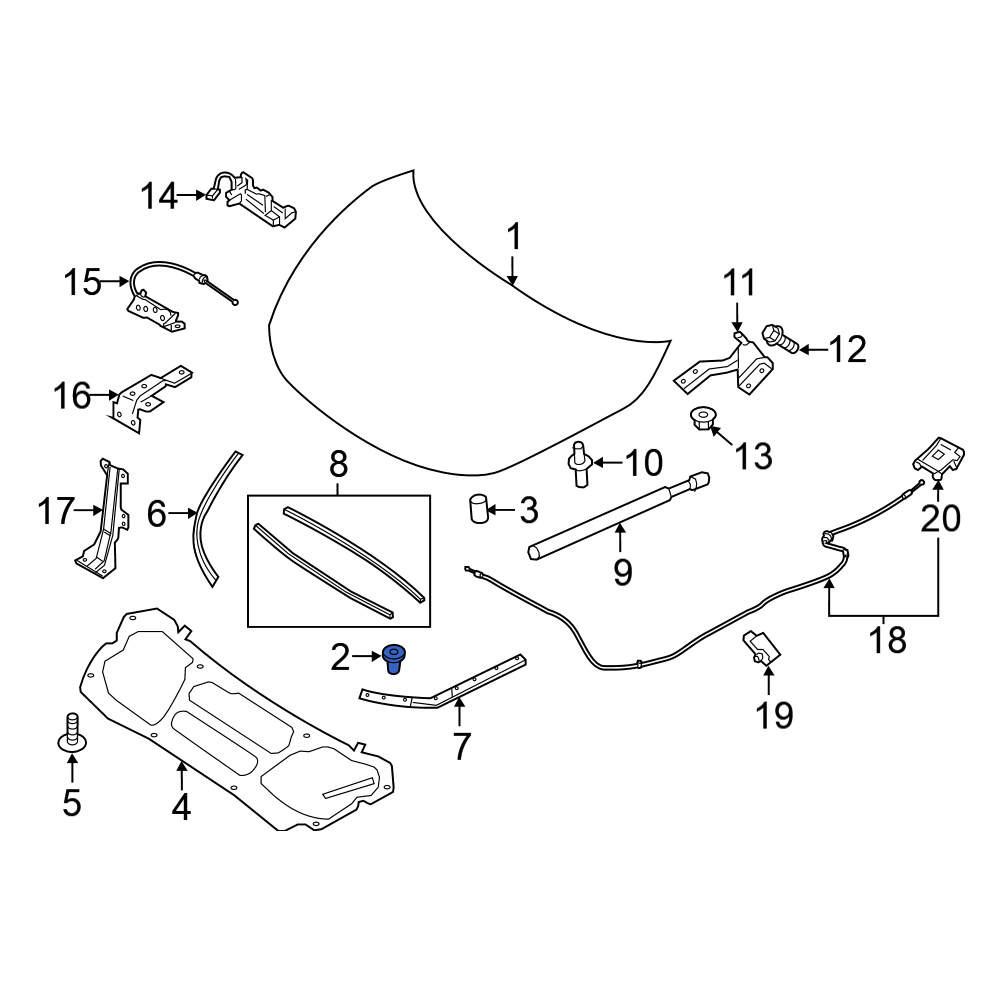 Nissan OE 0165800711 - Front Hood Stop Buffer